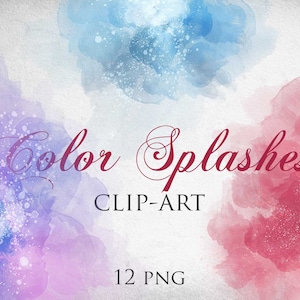 12 Digital Abstract Splashes Clip Art, Colorful Design Elements ...