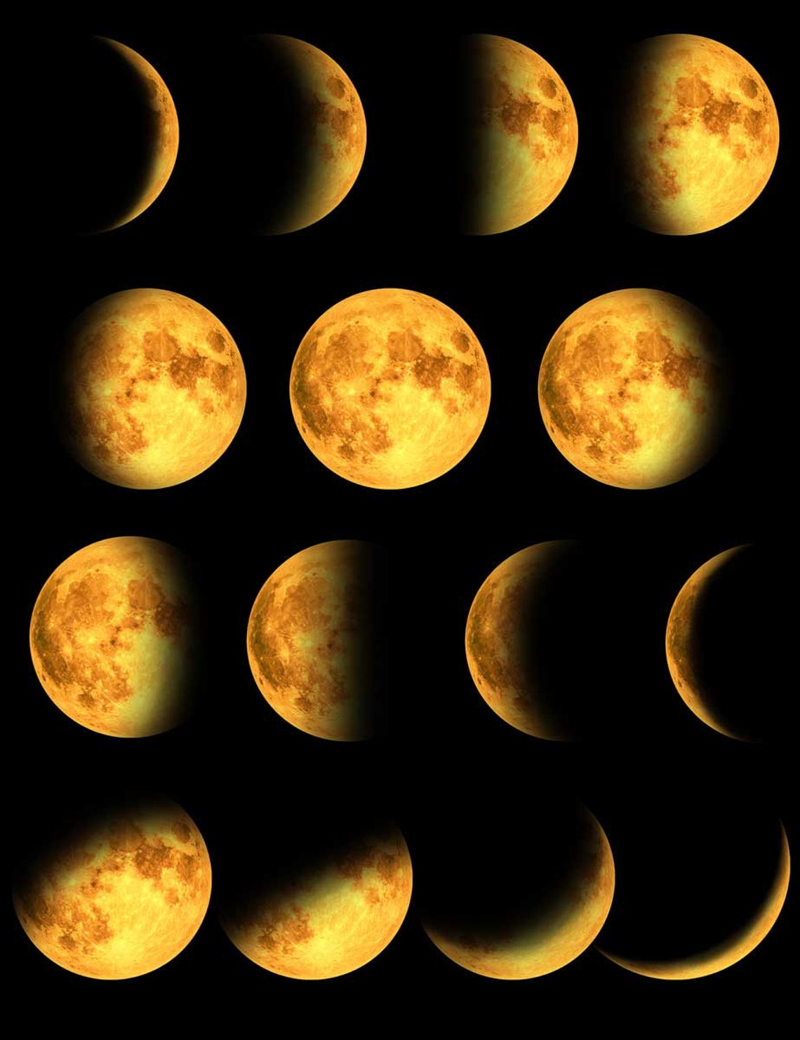 15 PNG Digital Yellow Moon Instant Download Design Elements | Etsy