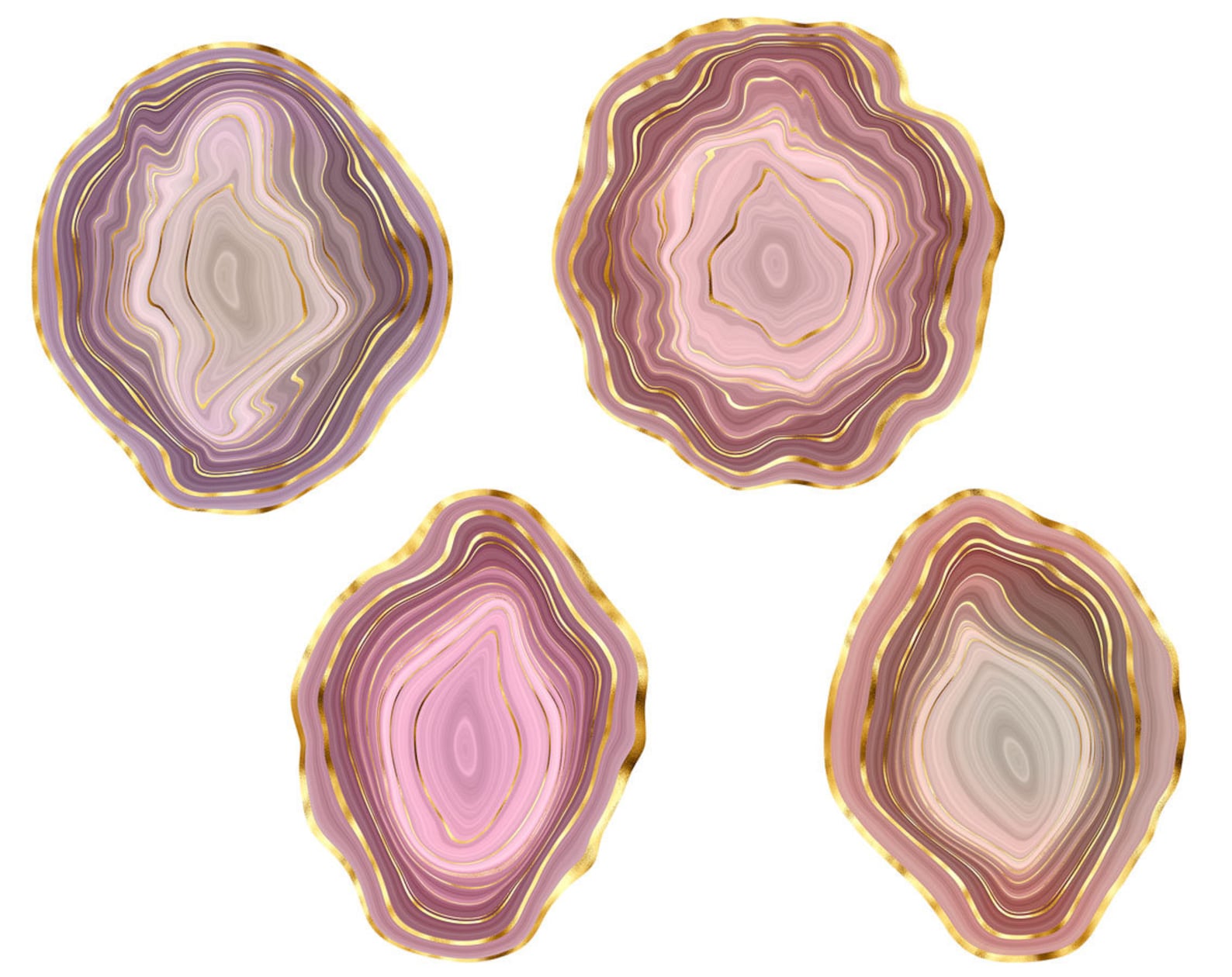 16 PNG Digital Agate Slices With Gold Clip Art Digital Agate - Etsy