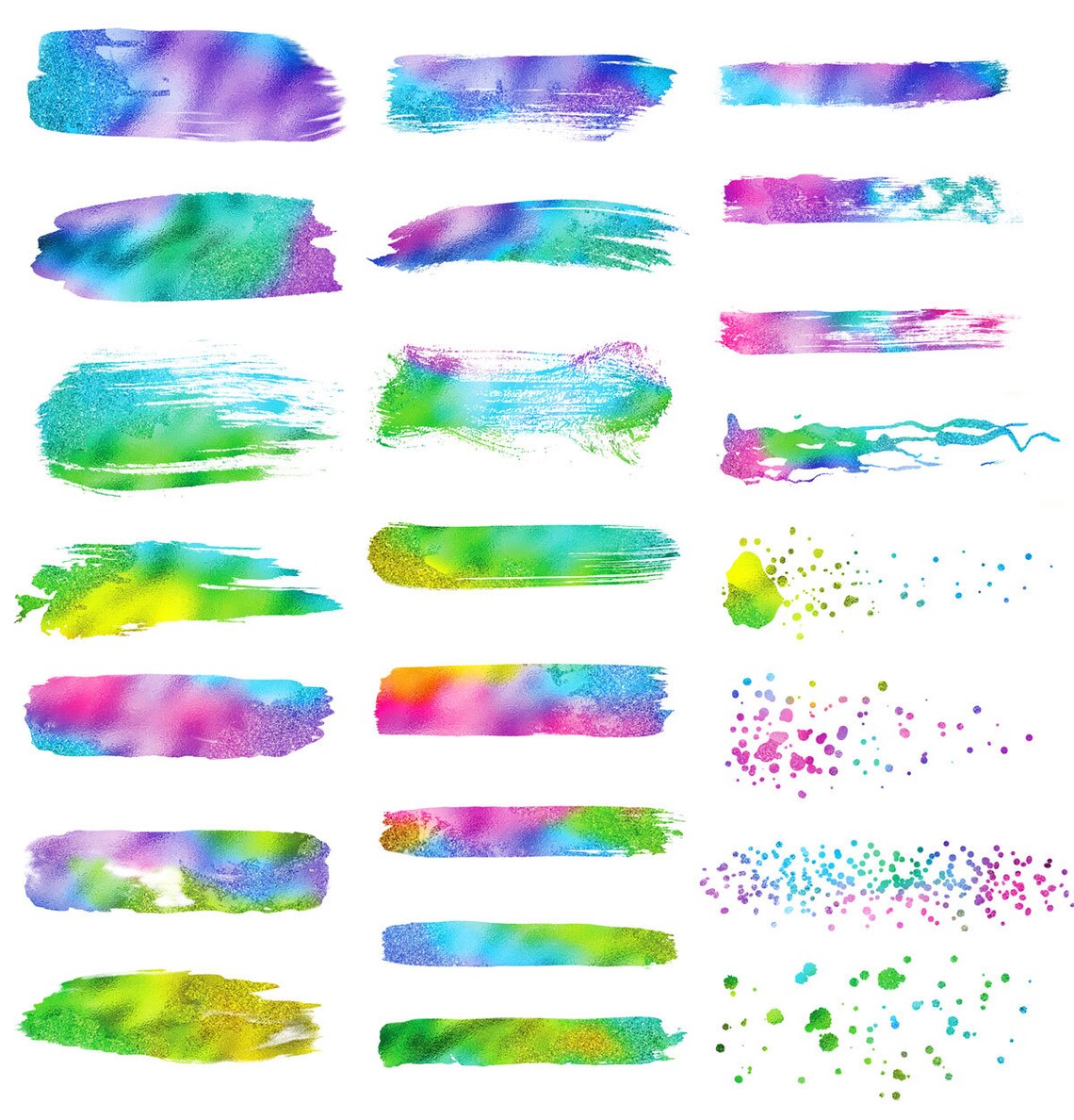 23 PNG Files Digital Files Rainbow Brush Strokes Clip Art - Etsy