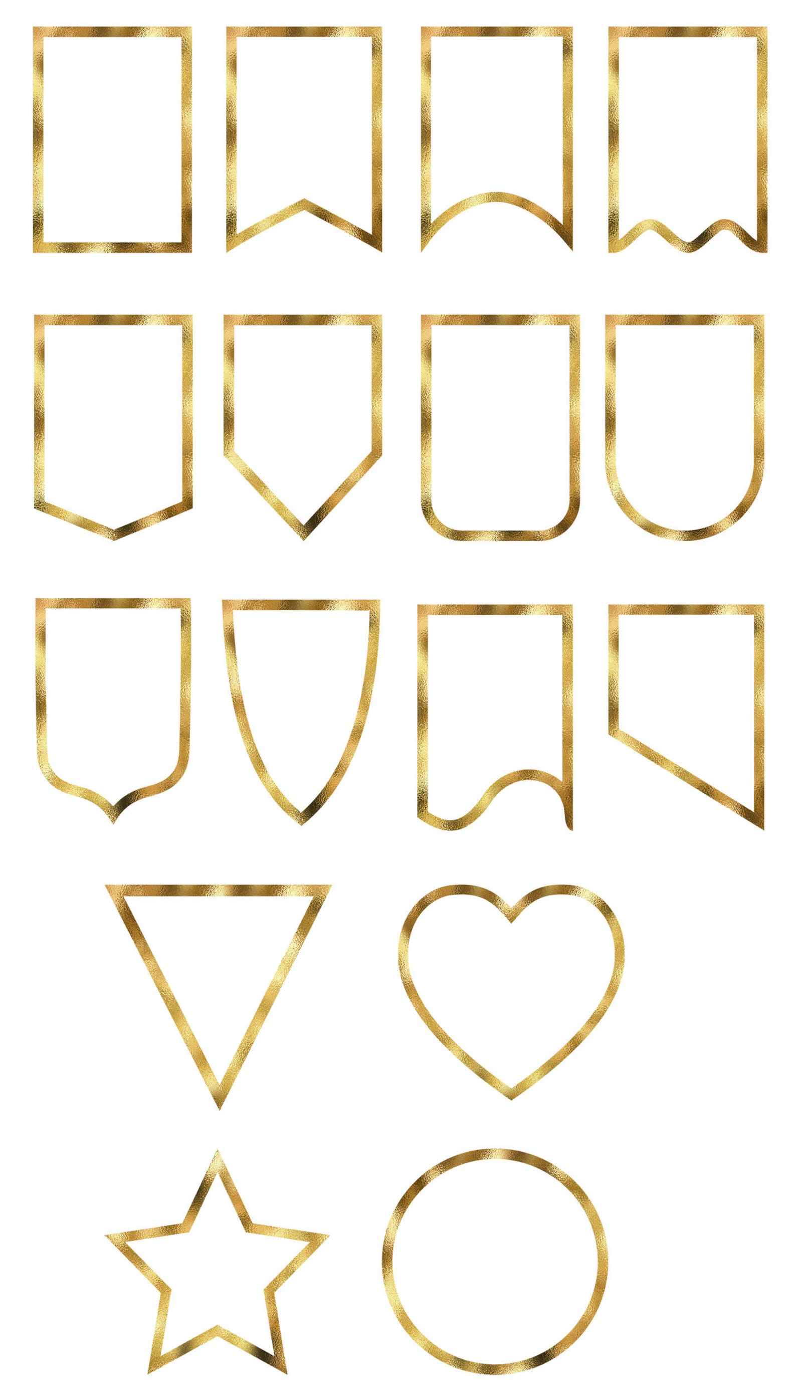 16 PNG Gold Fancy Flag Shapes Digital Pack Instant Download - Etsy