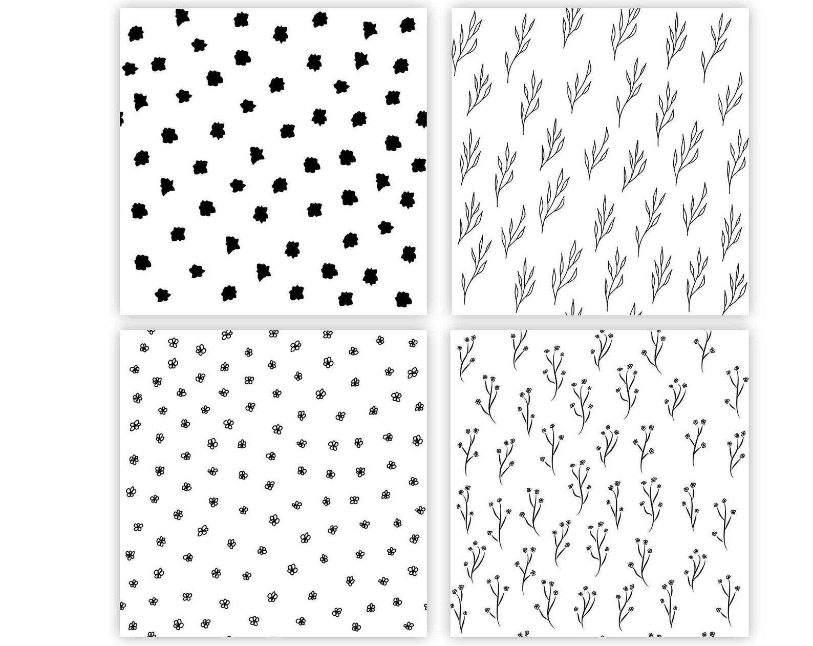12 Digital Papers Seamless Black & White Floral Textures - Etsy