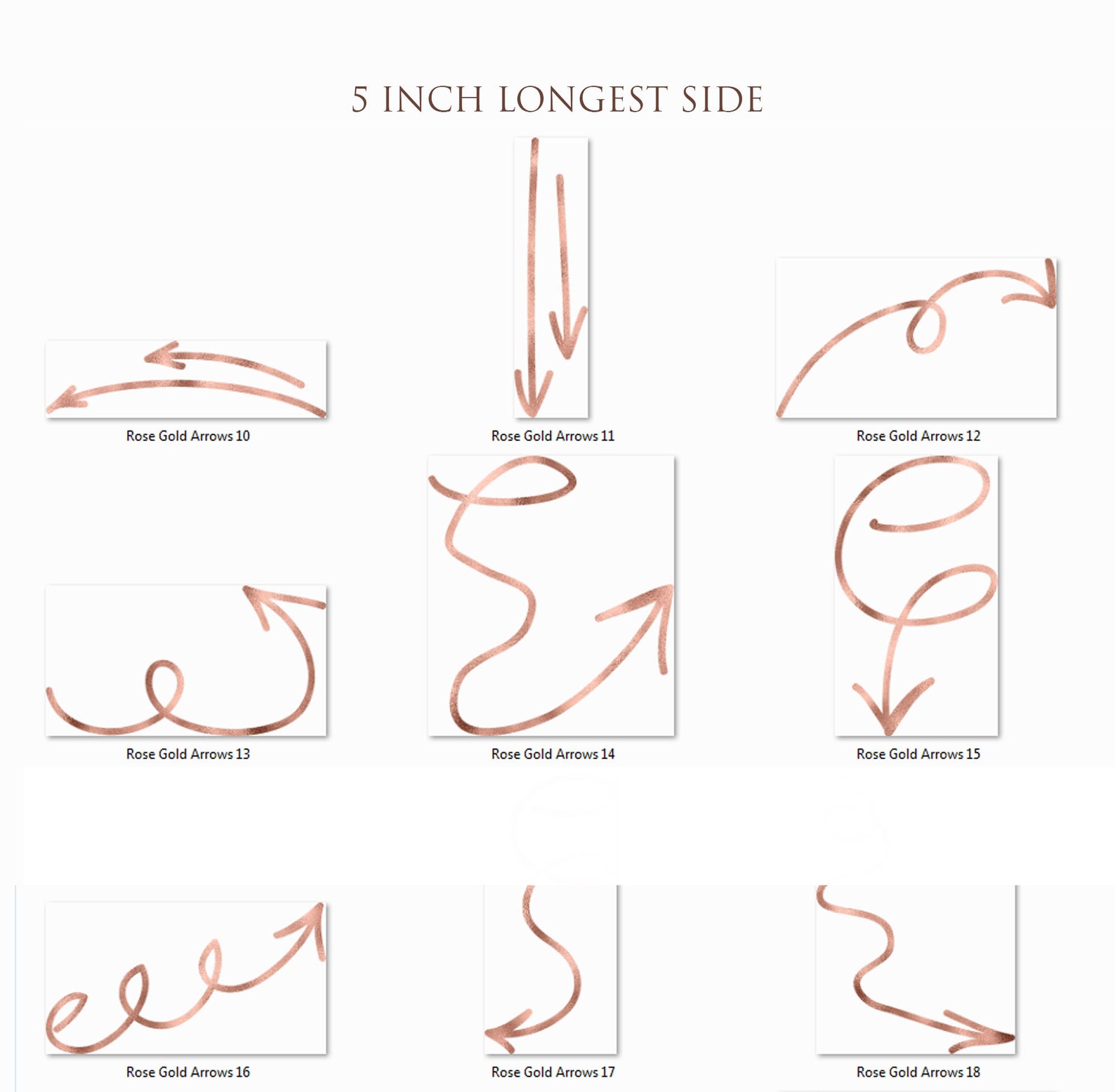 42 PNG Digital Rose Gold Arrows, Clip Art, Simple Curly Arrows, Design ...
