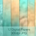 Teal and Orange Digital Paper Pack, Metallic Paper Texture, Background ...