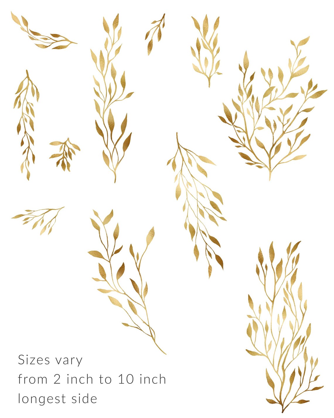 30 PNG Gold Rose Gold and Silver Branches Clip Art Design | Etsy