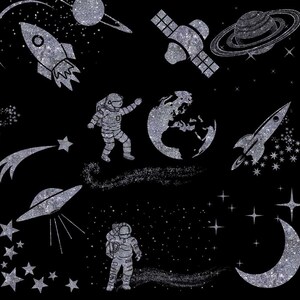 27 PNG Silver Glitter Space Clipart, Glitter Stars, Instant Download ...