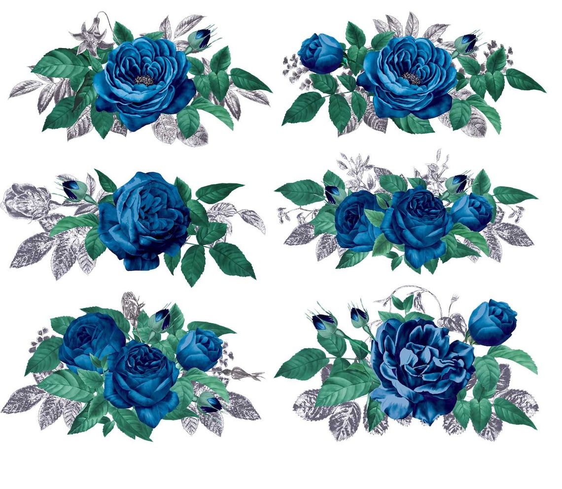 16 PNG, Navy Blue Roses Bouquets With Silver Leaves, Blue and Silver ...