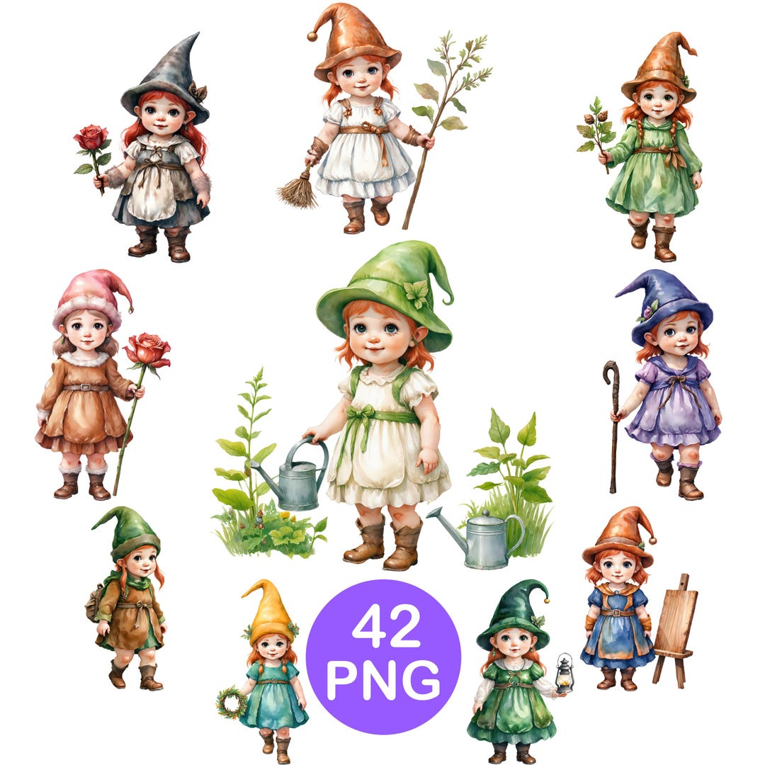 Cute Gnome Kids Clipart, Gnomess, Gnome Girl Clip Art, PNG Images ...