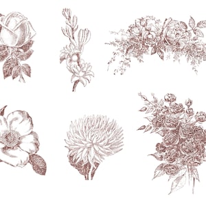 20 PNG Rose Gold Glitter Flowers, Clip Art, Design Elements, Floral ...