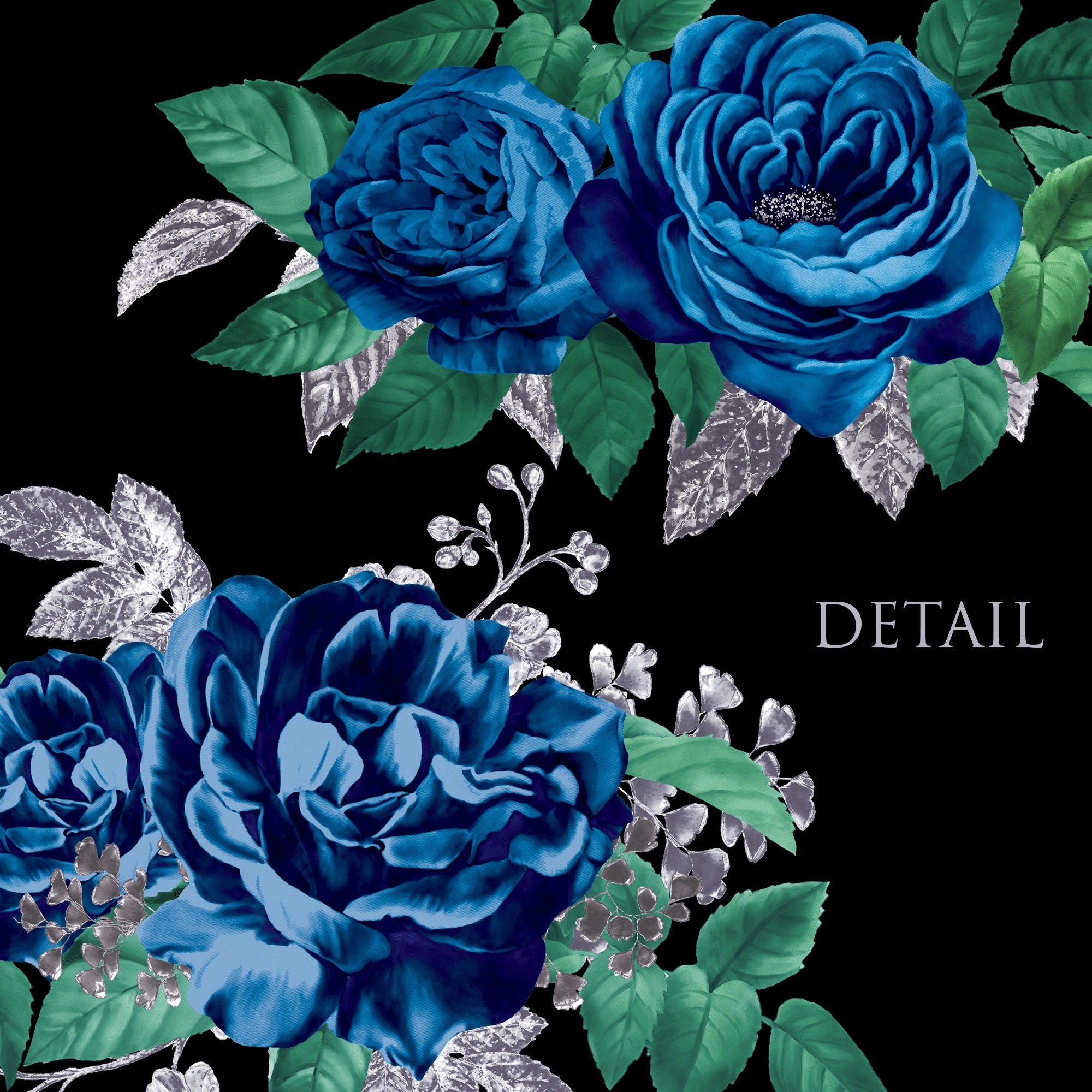 16 PNG Navy Blue Roses Bouquets With Silver Leaves Blue and | Etsy