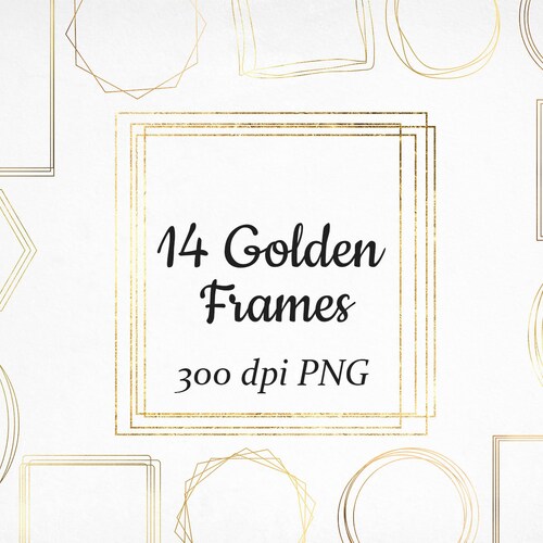 Golden Frames Digital Pack Instant Download Design Elements | Etsy