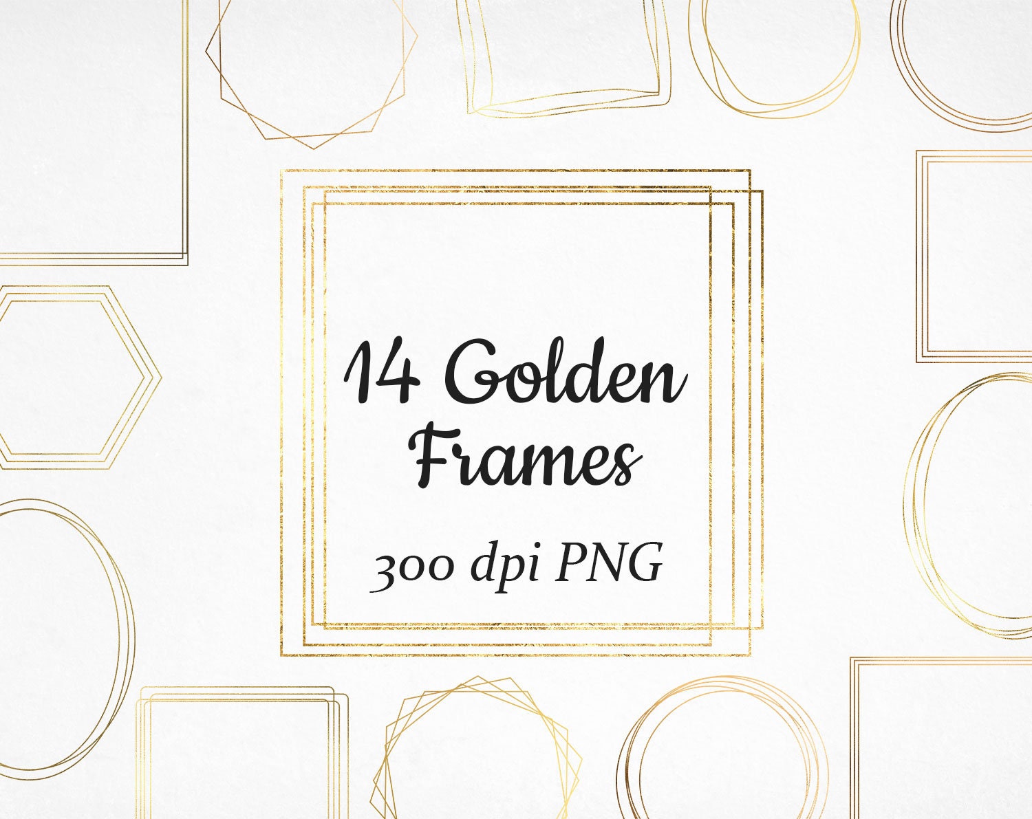 Golden Frames Digital Pack Instant Download Design Elements - Etsy