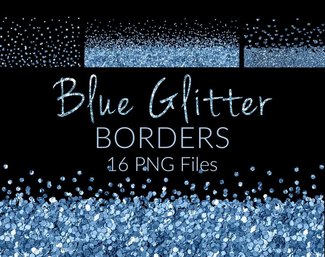16 Blue Glitter Borders, Border Overlays, Digital Files, Instant ...