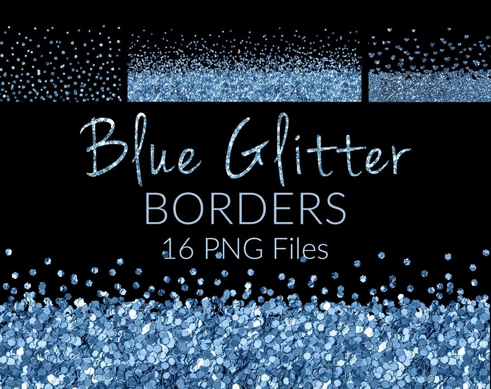 16 Blue Glitter Borders Border Overlays Digital Files - Etsy