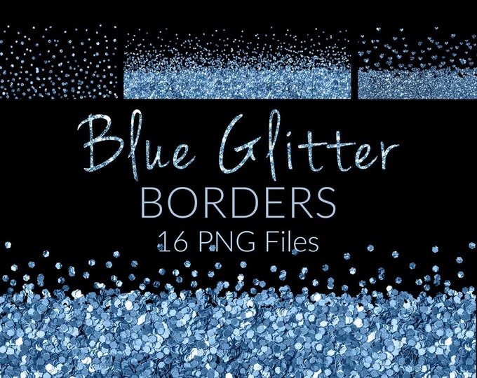 16 Blue Glitter Borders Border Overlays Digital Files - Etsy