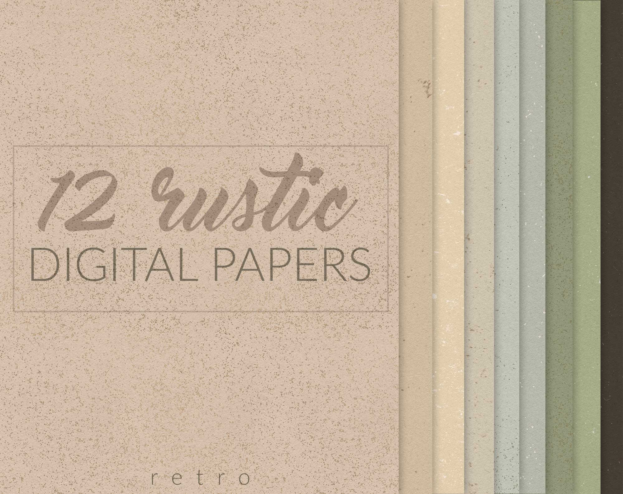 12 Rustic Retro Digital Papers Backgrounds Digital Paper | Etsy
