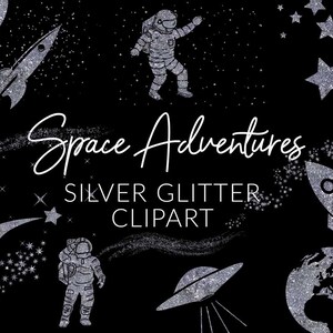 27 PNG Silver Glitter Space Clipart, Glitter Stars, Instant Download ...