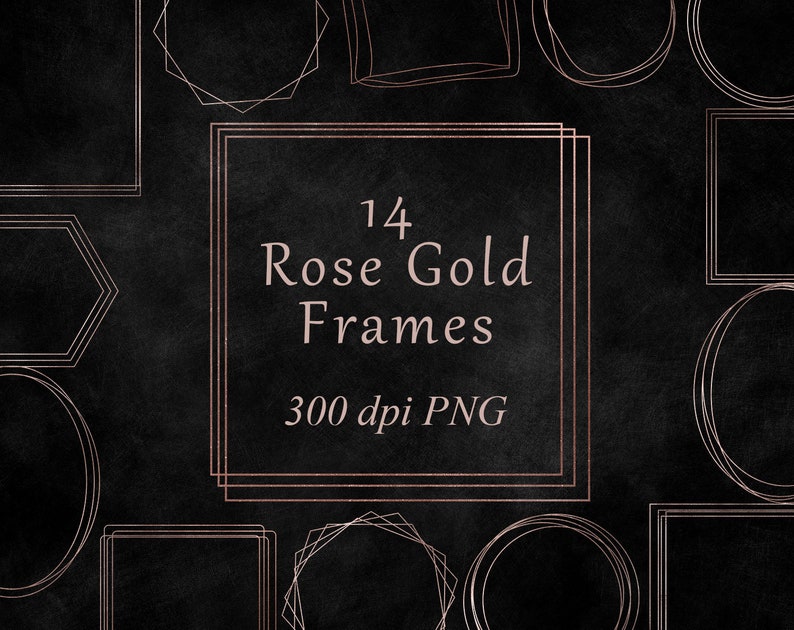 14 Rose Gold Frames Digital Pack Simple Frames Instant - Etsy