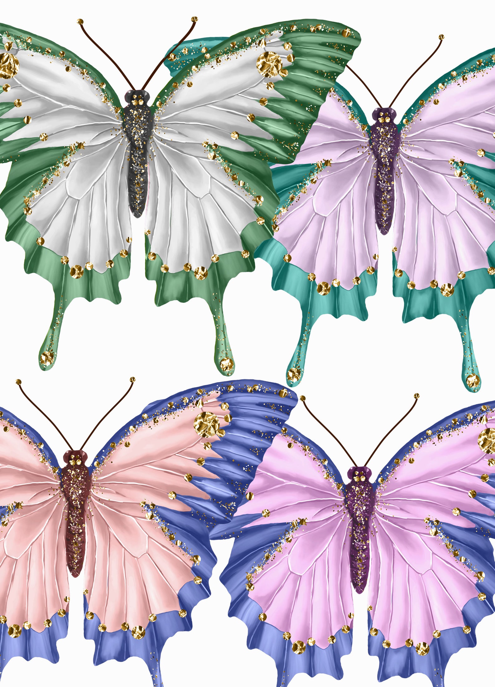 36 PNG Pastel Colors Butterflies Clip Art Digital - Etsy