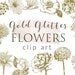 20 PNG Gold Glitter Flowers Clip Art Design Elements - Etsy