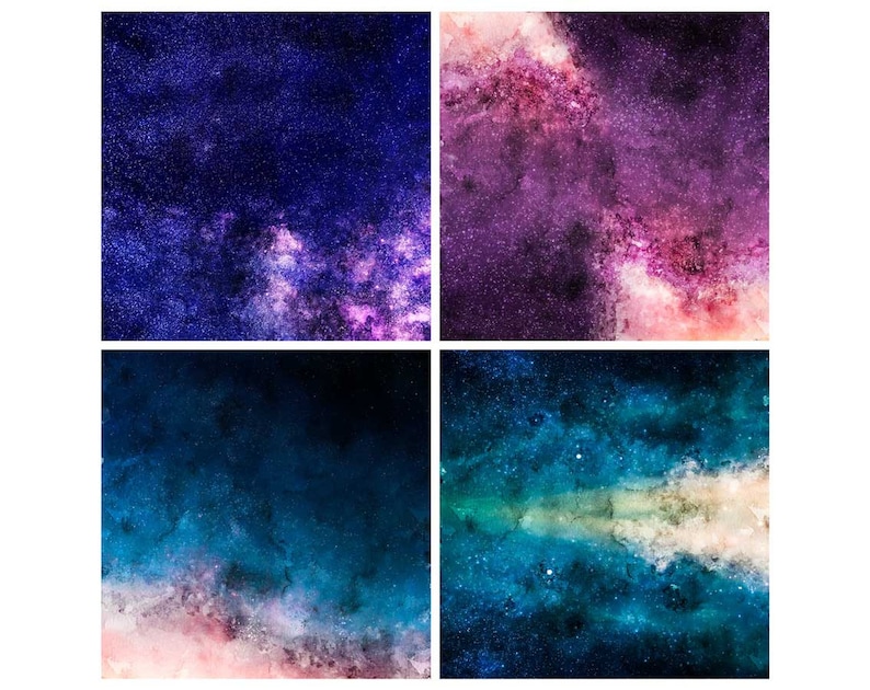 12 Night Sky Watercolor Backgrounds, Instant Download, Digital Files ...