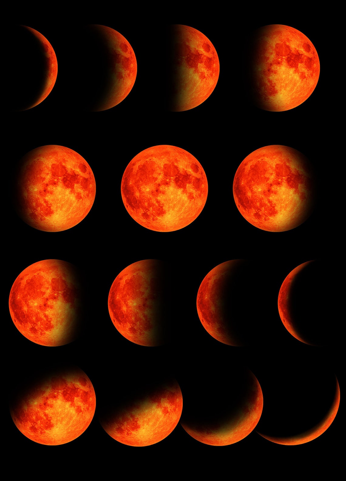 15 PNG Digital Blood Moon Lunar Phases Instant Download - Etsy