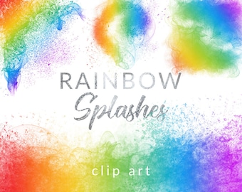 12 Digital Abstract Splashes Clip Art, Colorful Design Elements ...