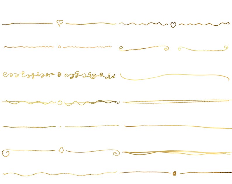 Golden Handdrawn Text Dividers Digital Pack Instant - Etsy