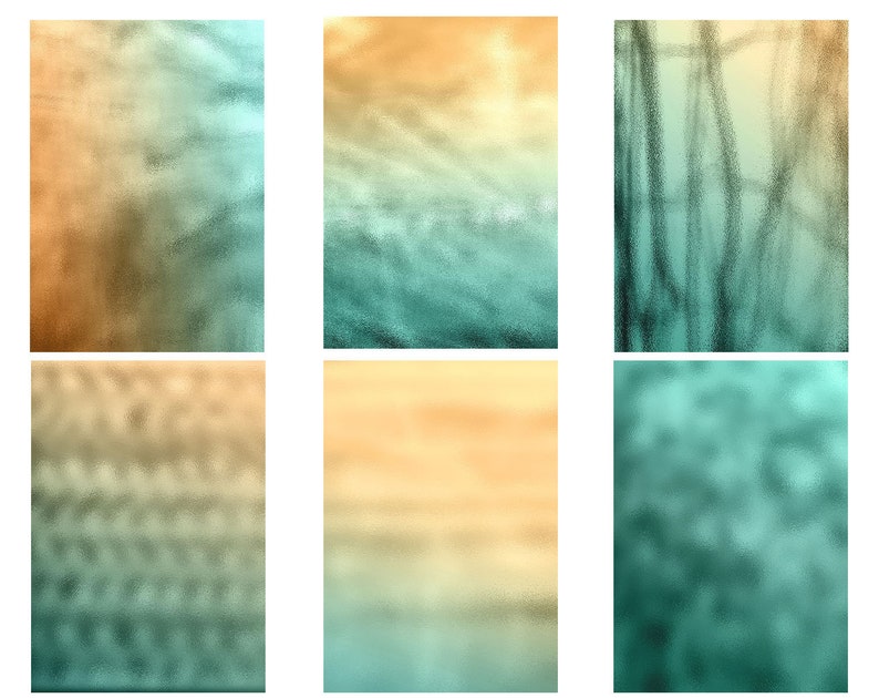 Teal and Orange Digital Paper Pack, Metallic Paper Texture, Background ...
