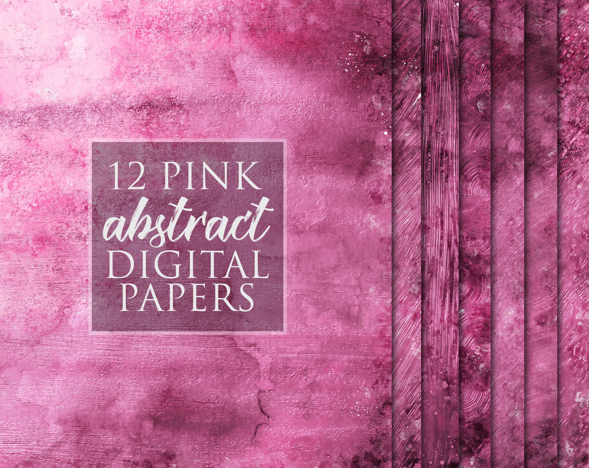 12 Digital Pink Papers, Abstract Background, Pink Textures, Instant ...