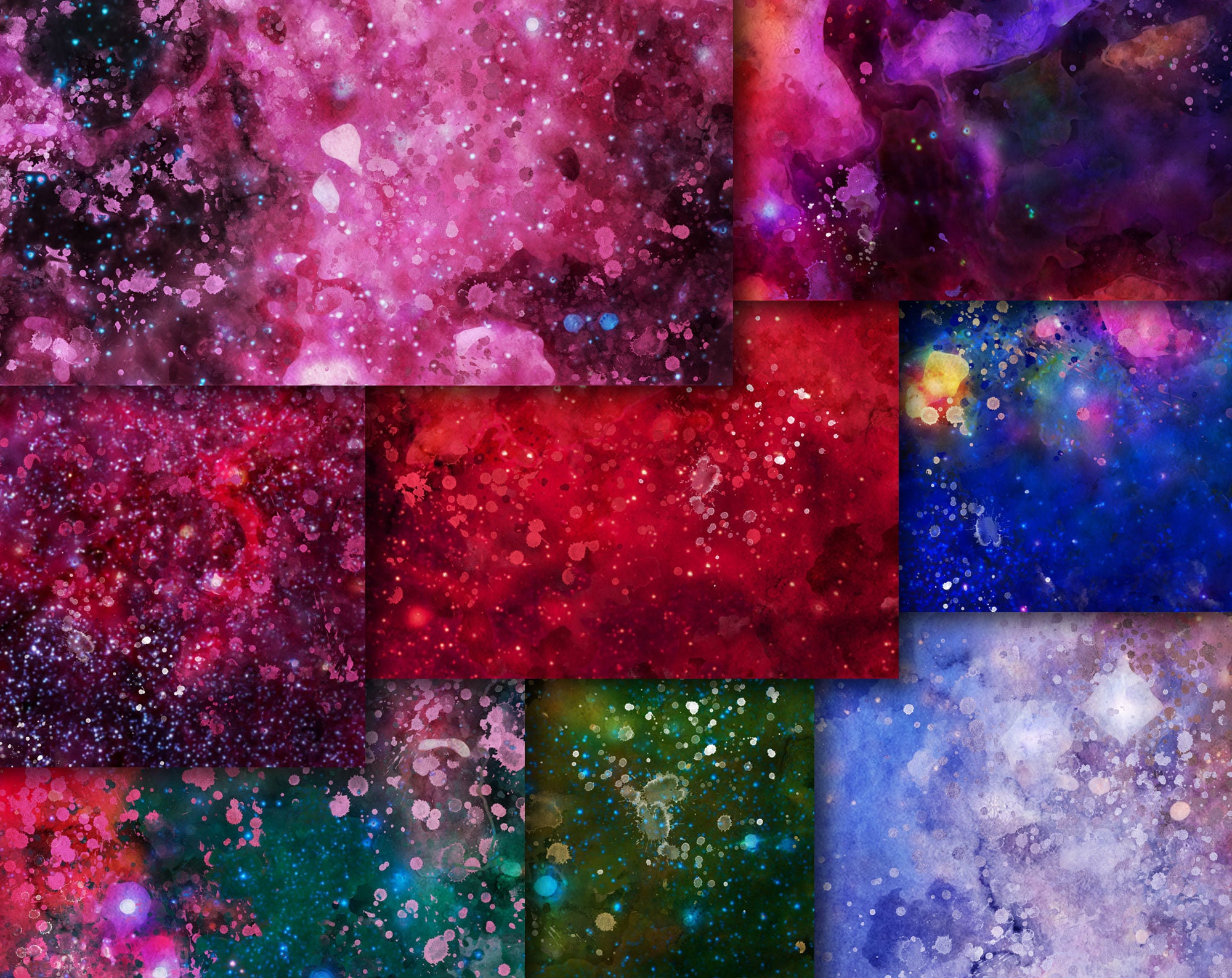 Watercolor Nebula Digital Paper, Space Digital Paper, Nebula ...