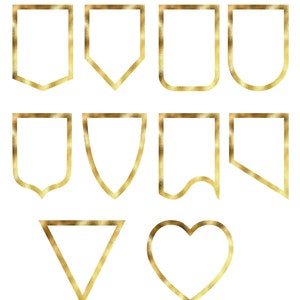 16 PNG Gold Fancy Flag Shapes Digital Pack Instant Download | Etsy