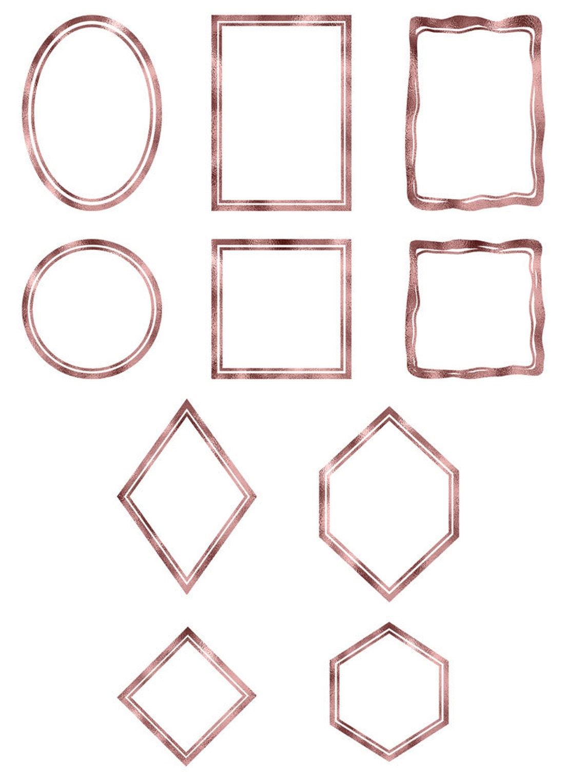10x3 Pcs Digital Rose Gold Frames Digital Pack Instant - Etsy