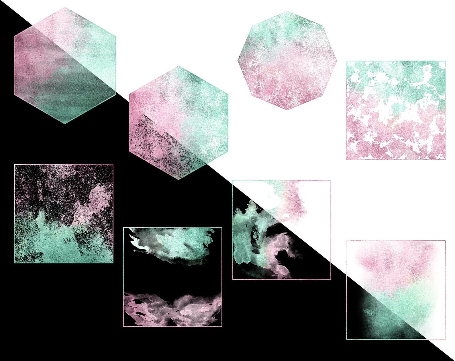 16 Digital Shapes Clipart Circles Squares Logo Element - Etsy