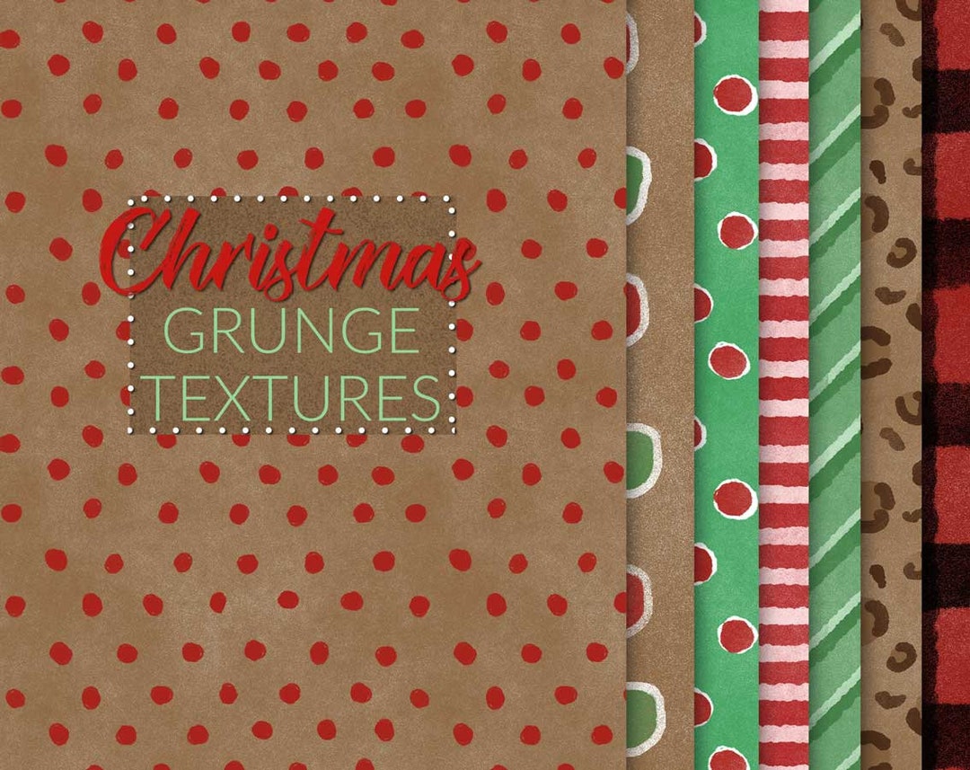 Digital Paper, Christmas Grunge Textures, Hand Drawn Backgrounds ...