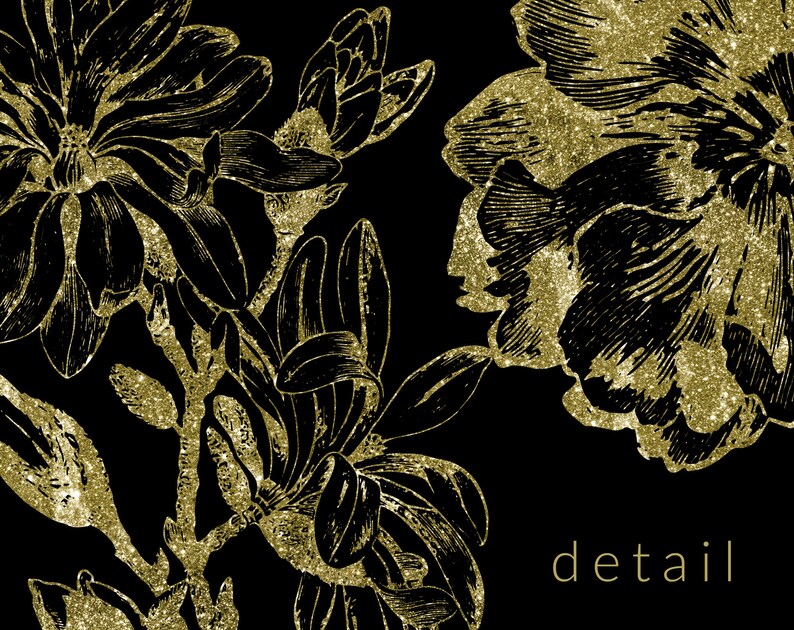 20 PNG Gold Glitter Flowers Clip Art Design elements | Etsy