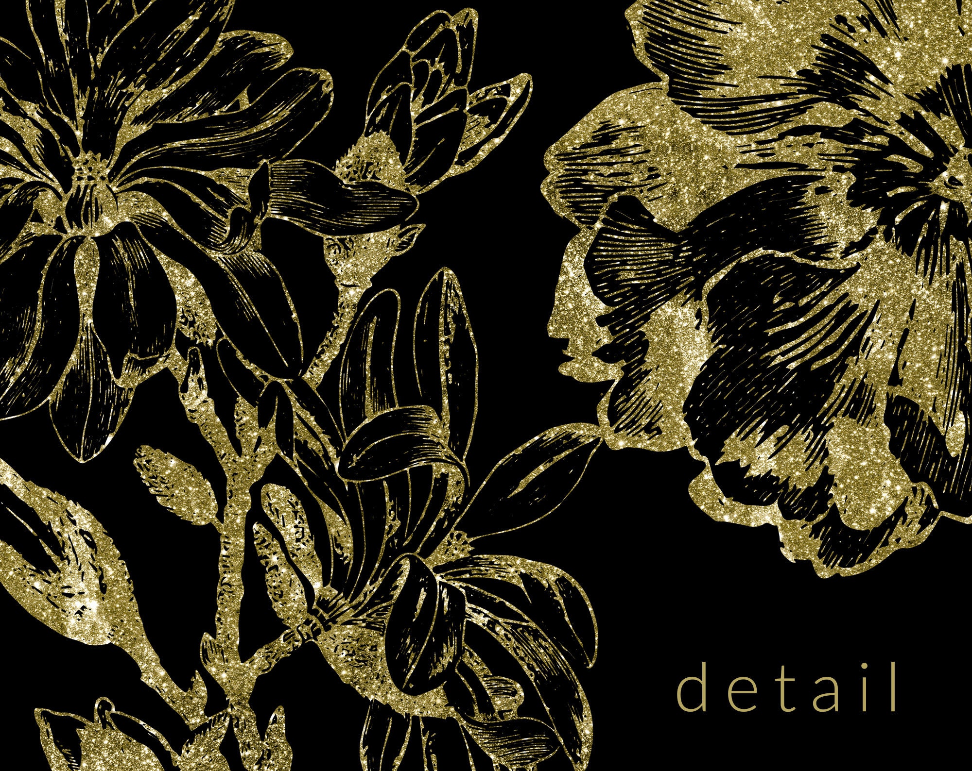 20 PNG Gold Glitter Flowers Clip Art Design Elements | Etsy