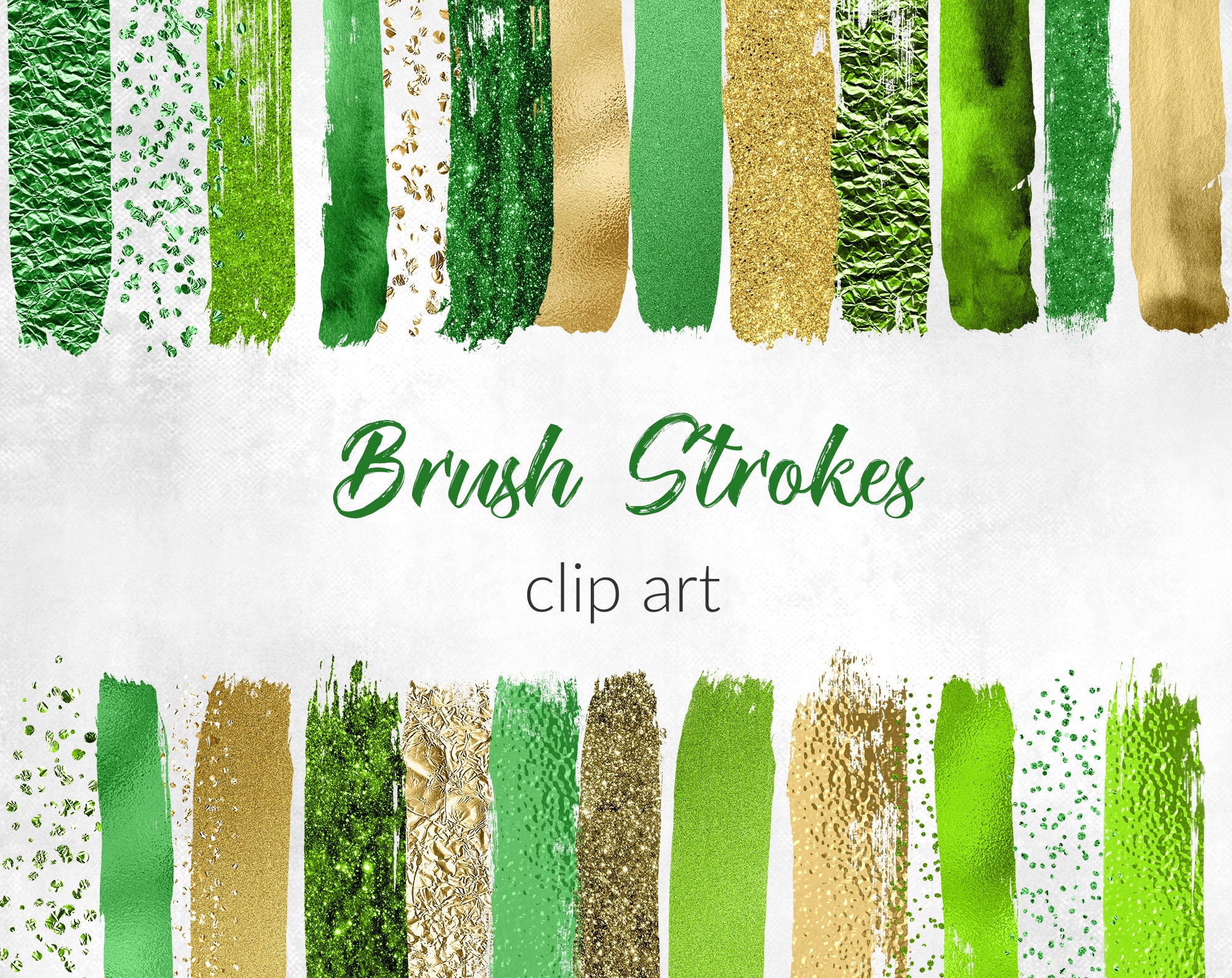 27 PNG Brush Strokes Green and Gold Strokes Digital Files | Etsy