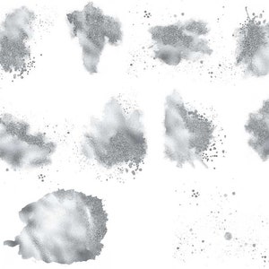30 PNG Digital Paint Splatters, Metal Foil Gold, Rose Gold and Silver ...