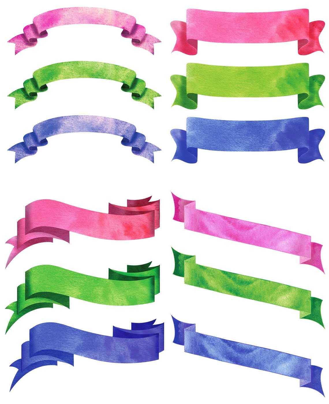 27 PNG Digital Watercolor Watercolor Banners Clipart Ribbon - Etsy