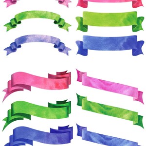 27 PNG Digital Watercolor Watercolor Banners Clipart, Ribbon Banners ...