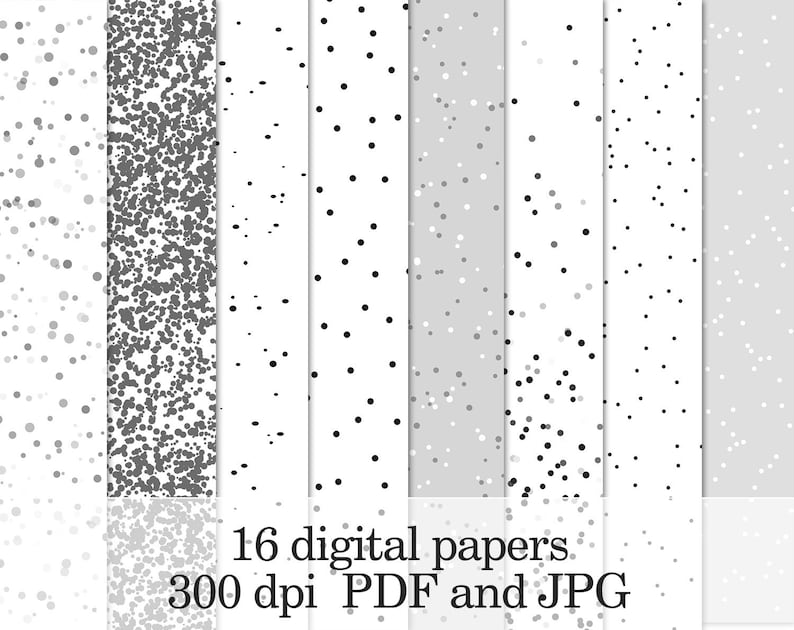 Black & White Dots Digital Paper Pack Clip Art Background - Etsy