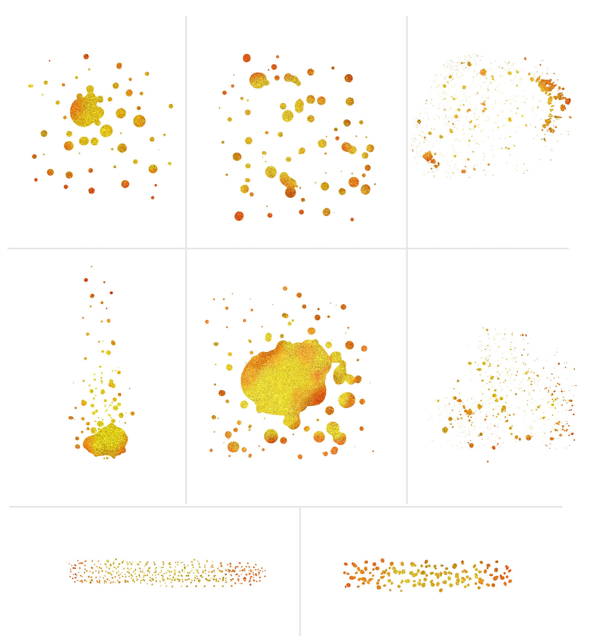16 PNG Digital Yellow Paint Splatters Yellow Orange Glitter - Etsy