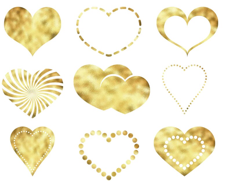 38 PNG Digital Gold and Rose Gold Hearts Love Clip Art | Etsy