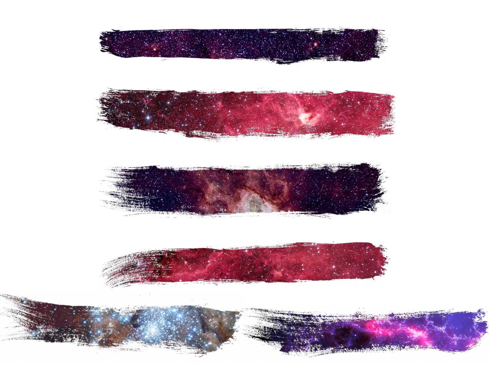 24 Space Brush Strokes PNG Digital Files Instant Download | Etsy