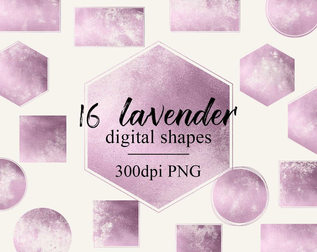 16 Digital Shapes Clipart With Grunge Effect, Lavender Color Circles ...