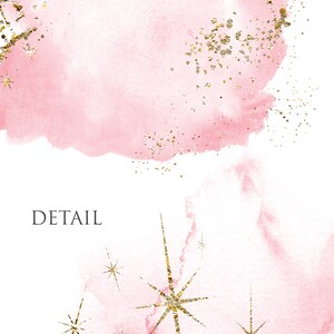 16 PNG Digital Pink Watercolor Washes and Brush Strokes With Gold Foil ...