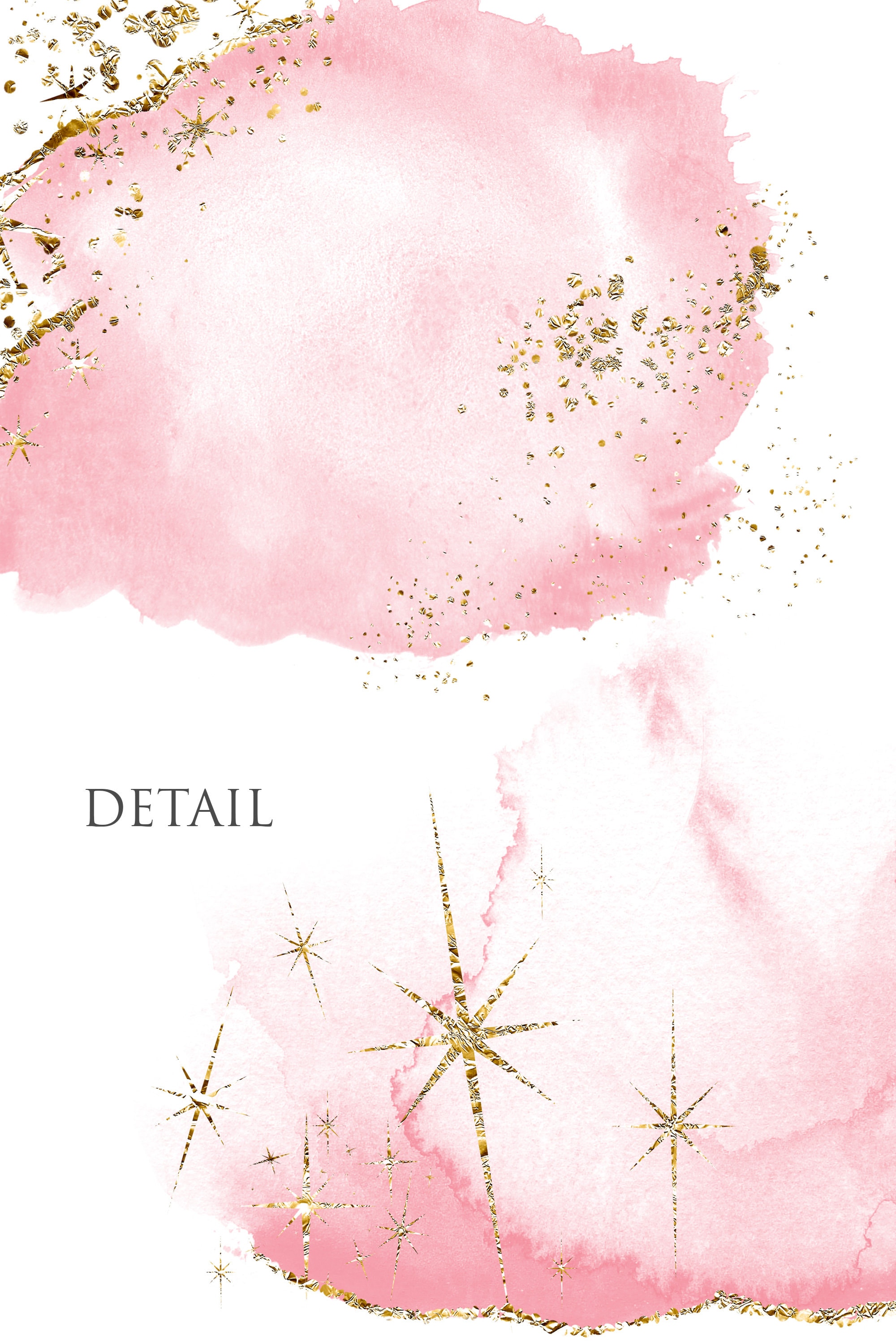 16 PNG Digital Pink Watercolor Washes and Brush Strokes With Gold Foil ...