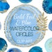 16 PNG Blue Watercolor Circles With Gold Foil Elements, Round Design ...