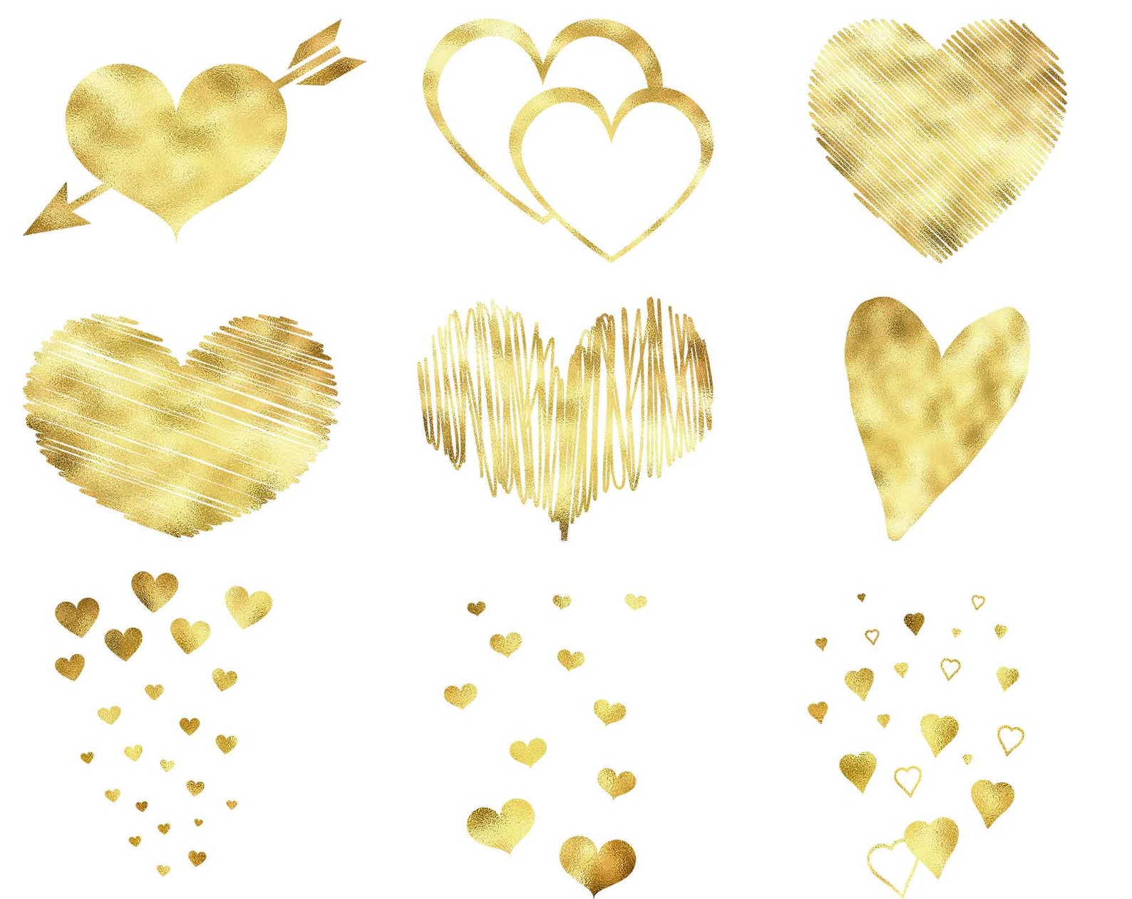 38 PNG Digital Gold and Rose Gold Hearts Love Clip Art | Etsy